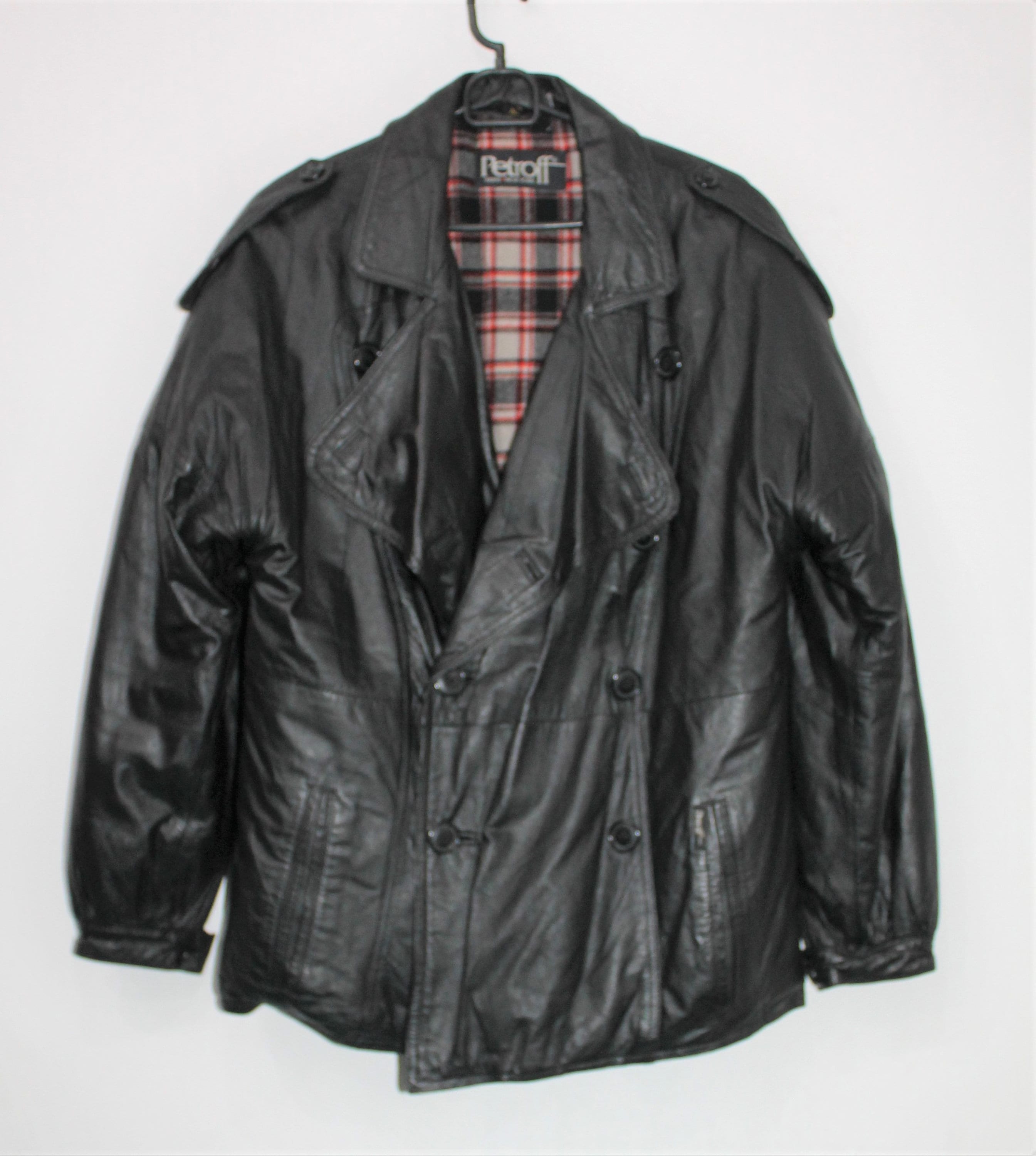 Black Leather Jacket Men, Petroff Jacket, Double Breasted Jacket ...