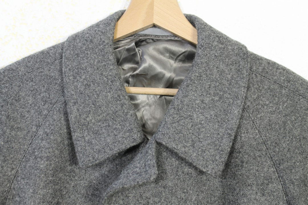 Pure Wool Coat , Greatcoat, Gray Coat, Winter Coat, Warm Coat, 80s ...