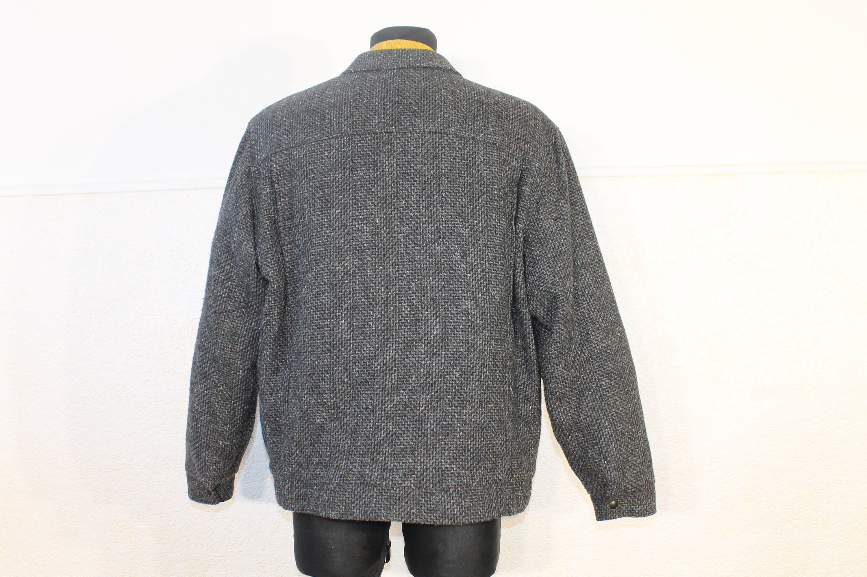 Vintage Gray Tweed Jacket, Grey Wool Jacket Vintage Men, Winter Jacket ...