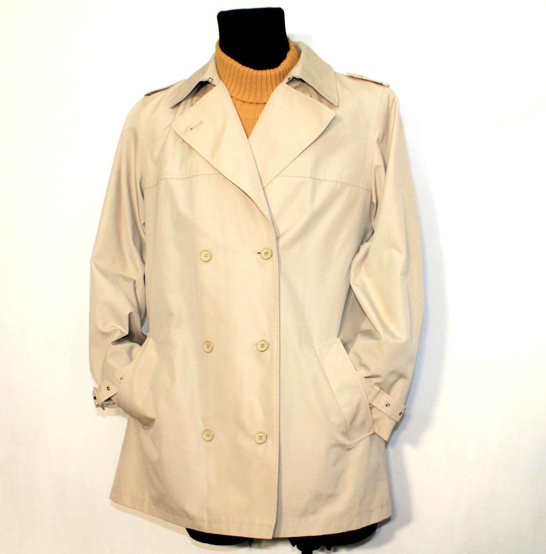 Vintage Beige Mid-length Trench Coat | Retro Chore Mac Raincoat Jacket ...