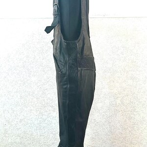 Vintage Black Leather Motorcycle Overalls - Biker Dungarees for Men ...