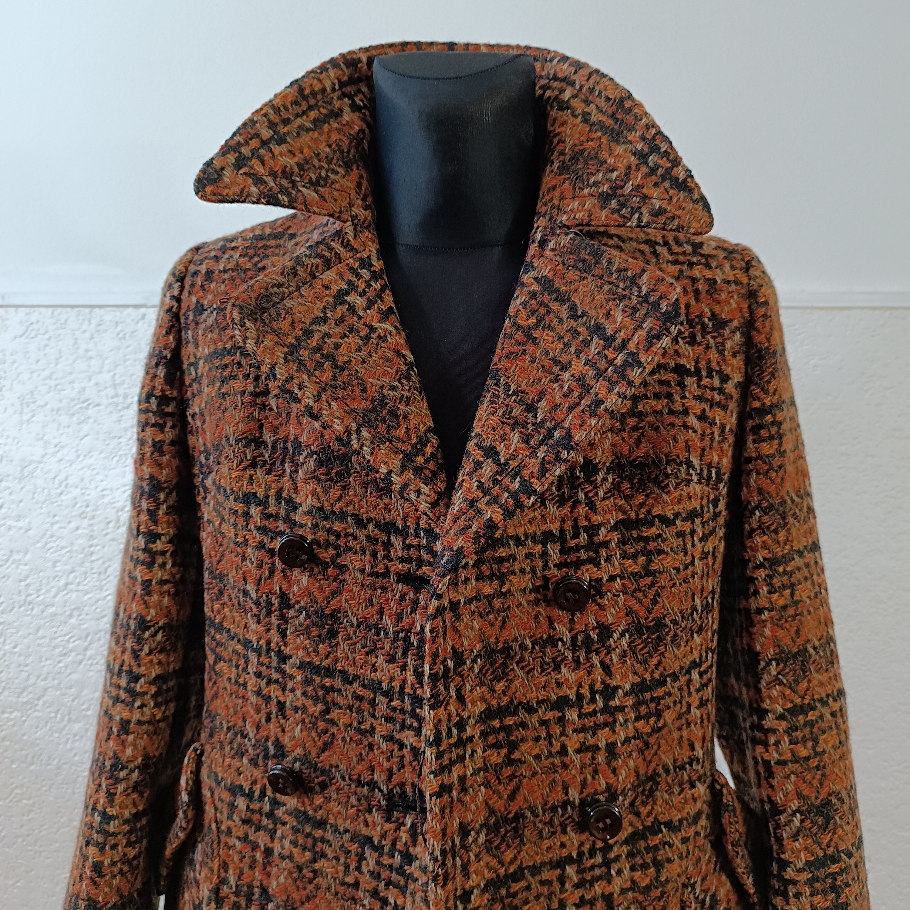 Vintage Tweed Coat Women Wool Trench Coat Brown Wool Coat - Etsy