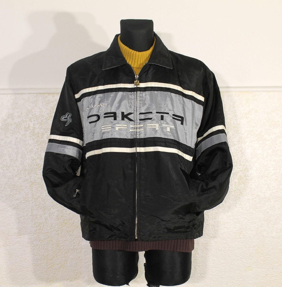 Vintage 80s Dakota Silver Polyester Sport Racing Jacket for Men ...