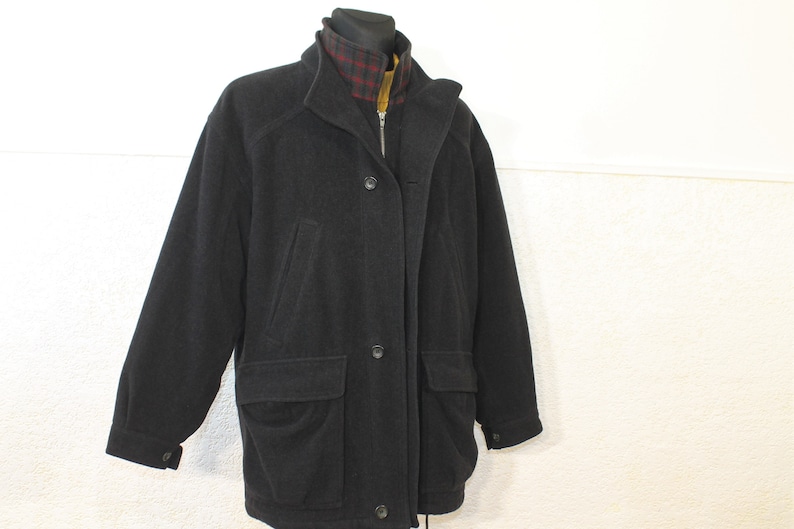 BUGATTI Coat, Wool Coat Men, Double Neck Coat, Plaid Coat, Black Pea ...