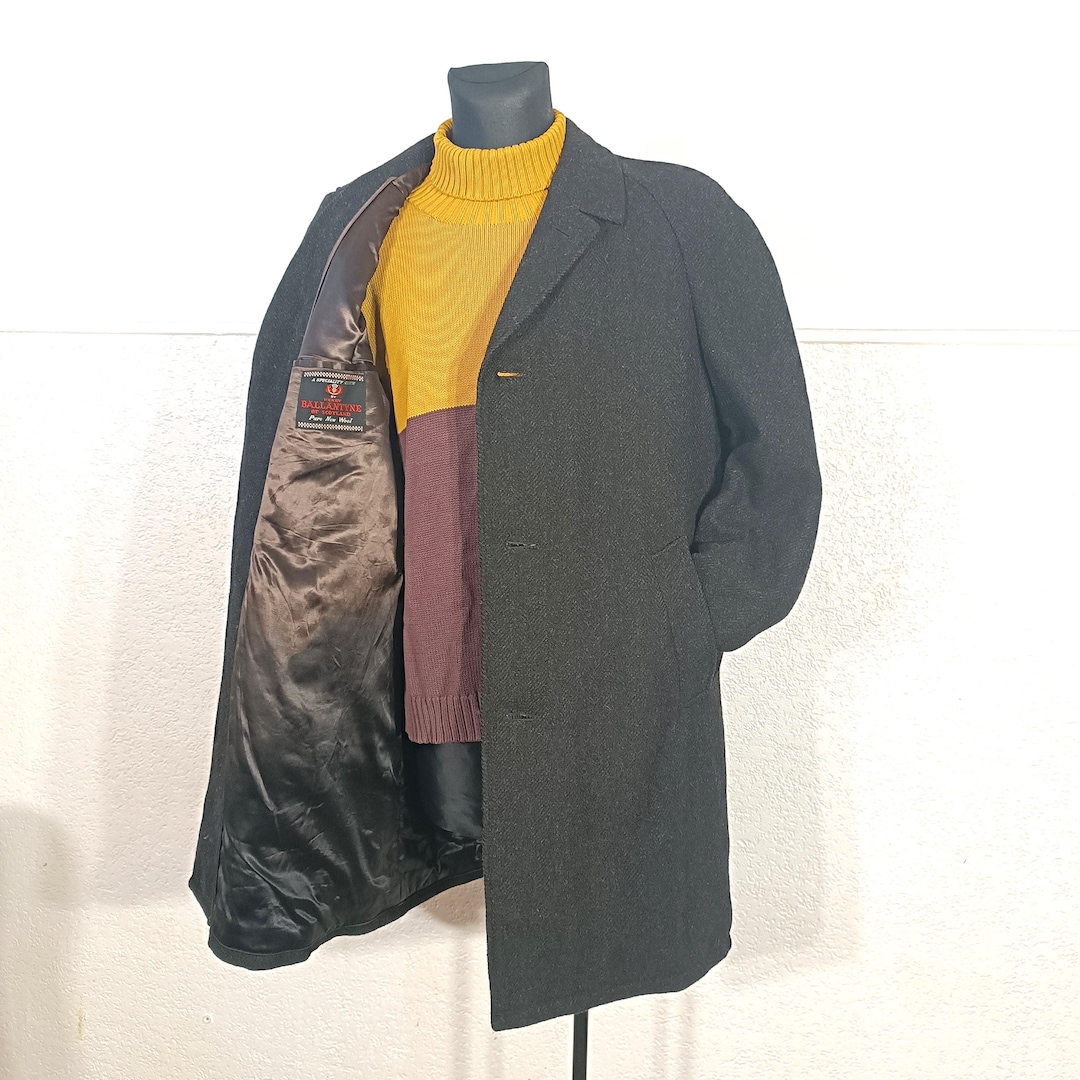 Vintage Tweed Coat, Wool Coat, Brown Coat Men, Greatcoat, Overcoat ...