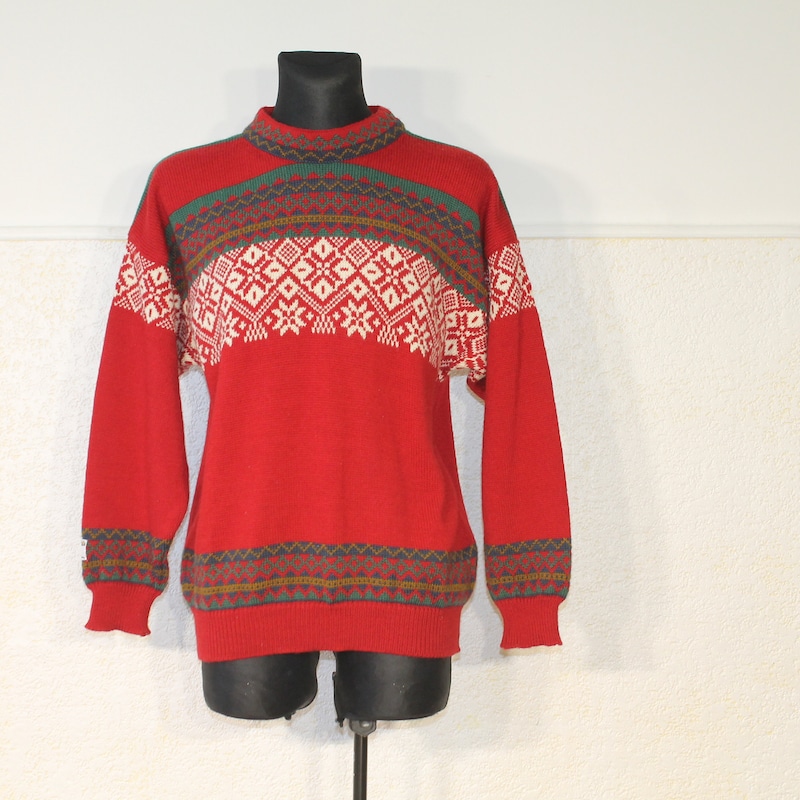 Nordic Sweater Red - Etsy