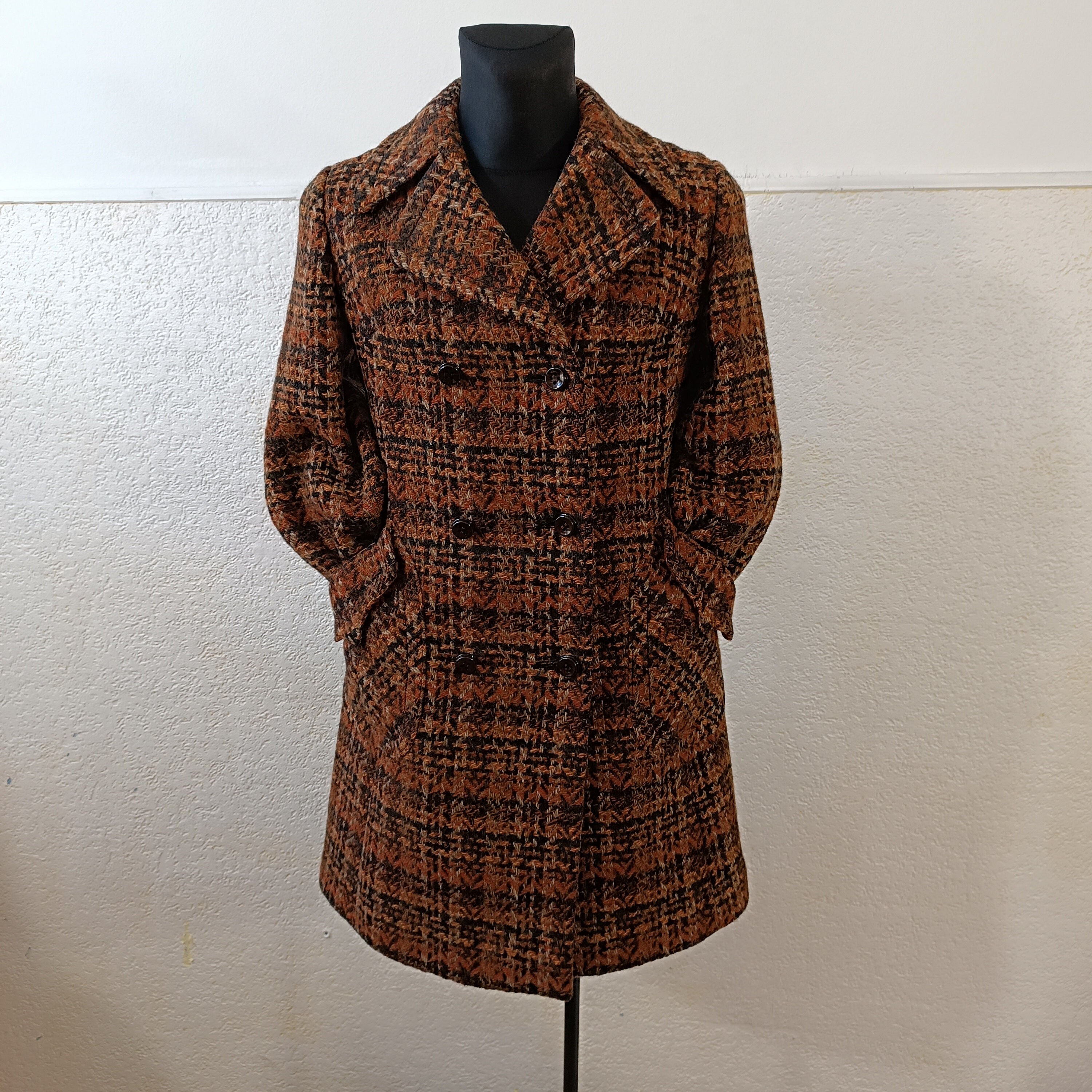 Vintage Tweed Coat Women Wool Trench Coat Brown Wool Coat - Etsy