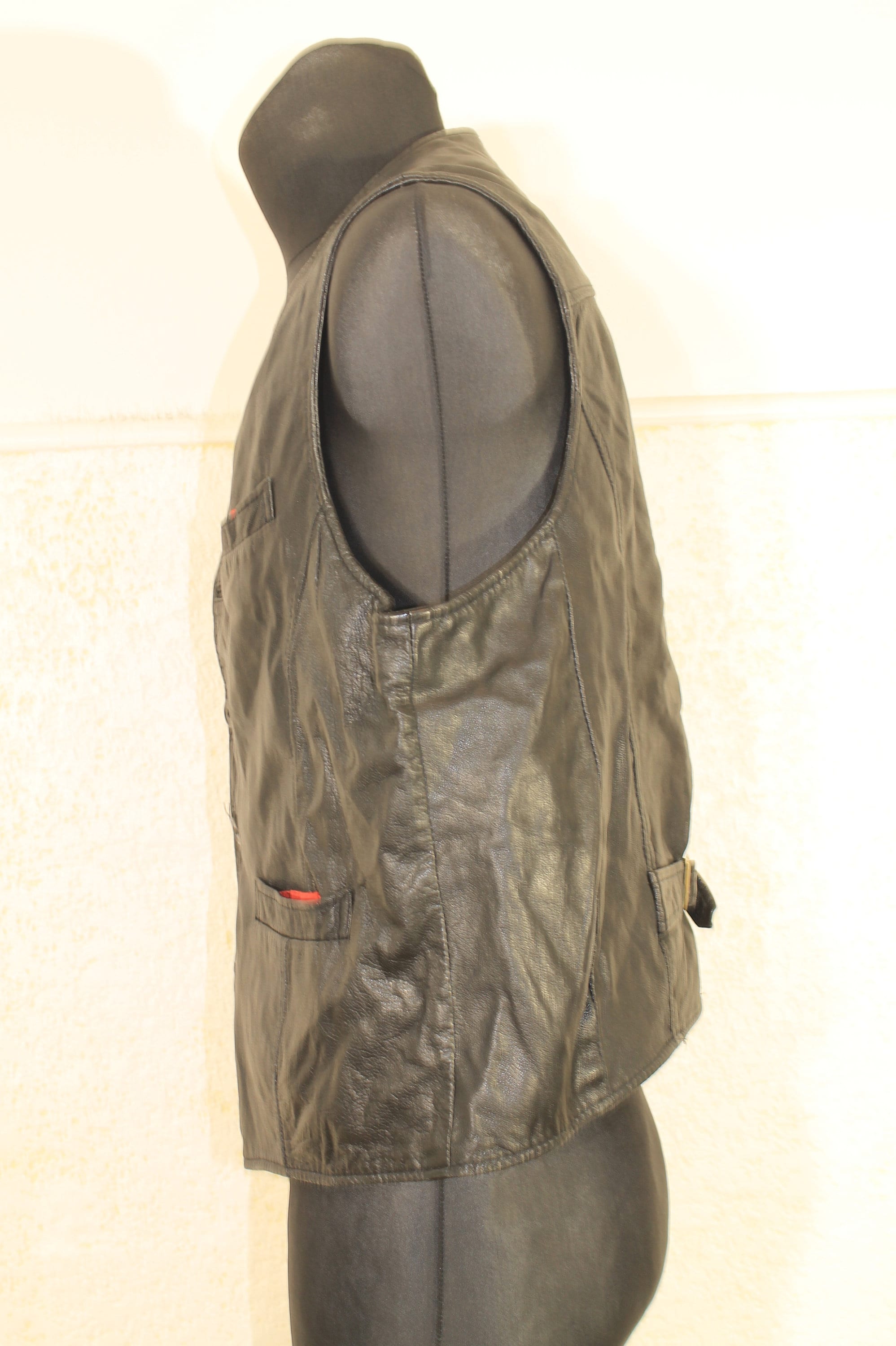 Vintage Black Leather Vest, Vintage Leather Waistcoat, Jofama Vest ...