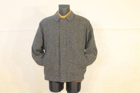 Vintage Gray Tweed Jacket, Gray Wool Jacket Vintage M… - Gem