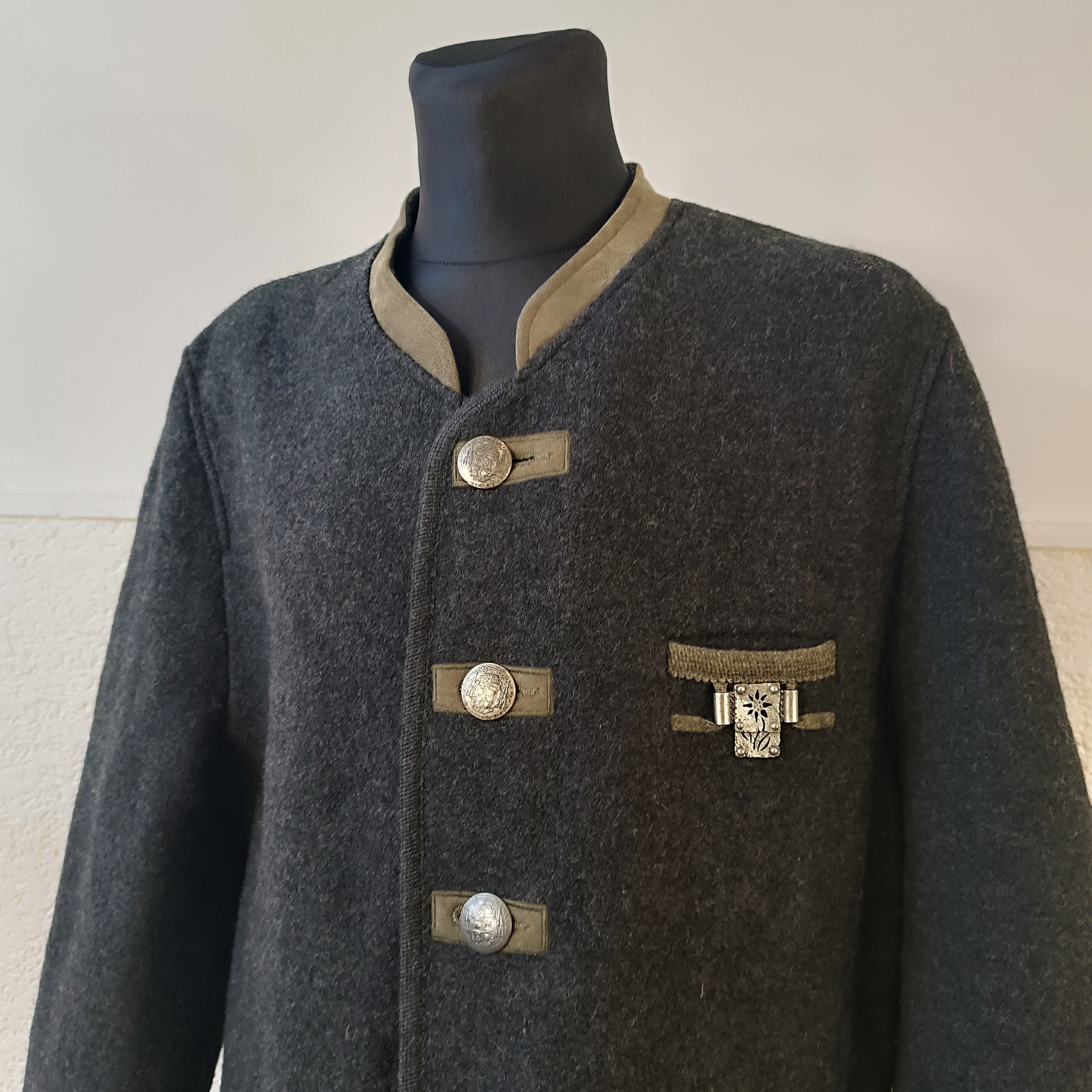 Dirndl Jacket Men, Black Boiled Wool Jacket, Tyrolean Jacket ...