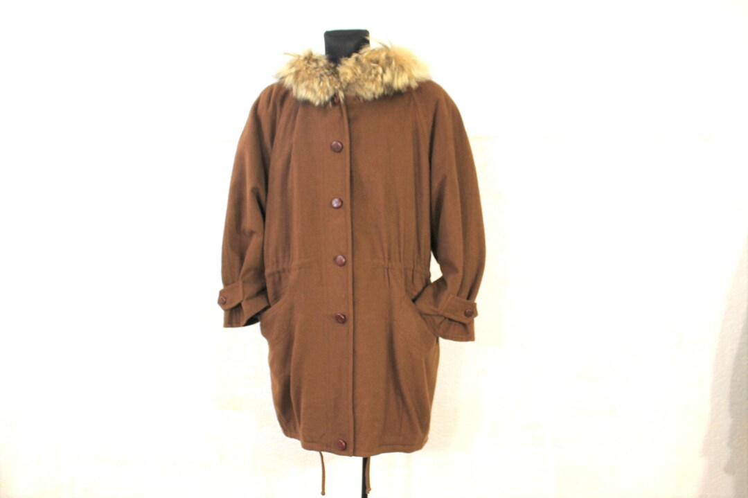 Angora Coat , Wool Coat Women, Hooded Coat Faux Fur Hood, Winter Coat ...