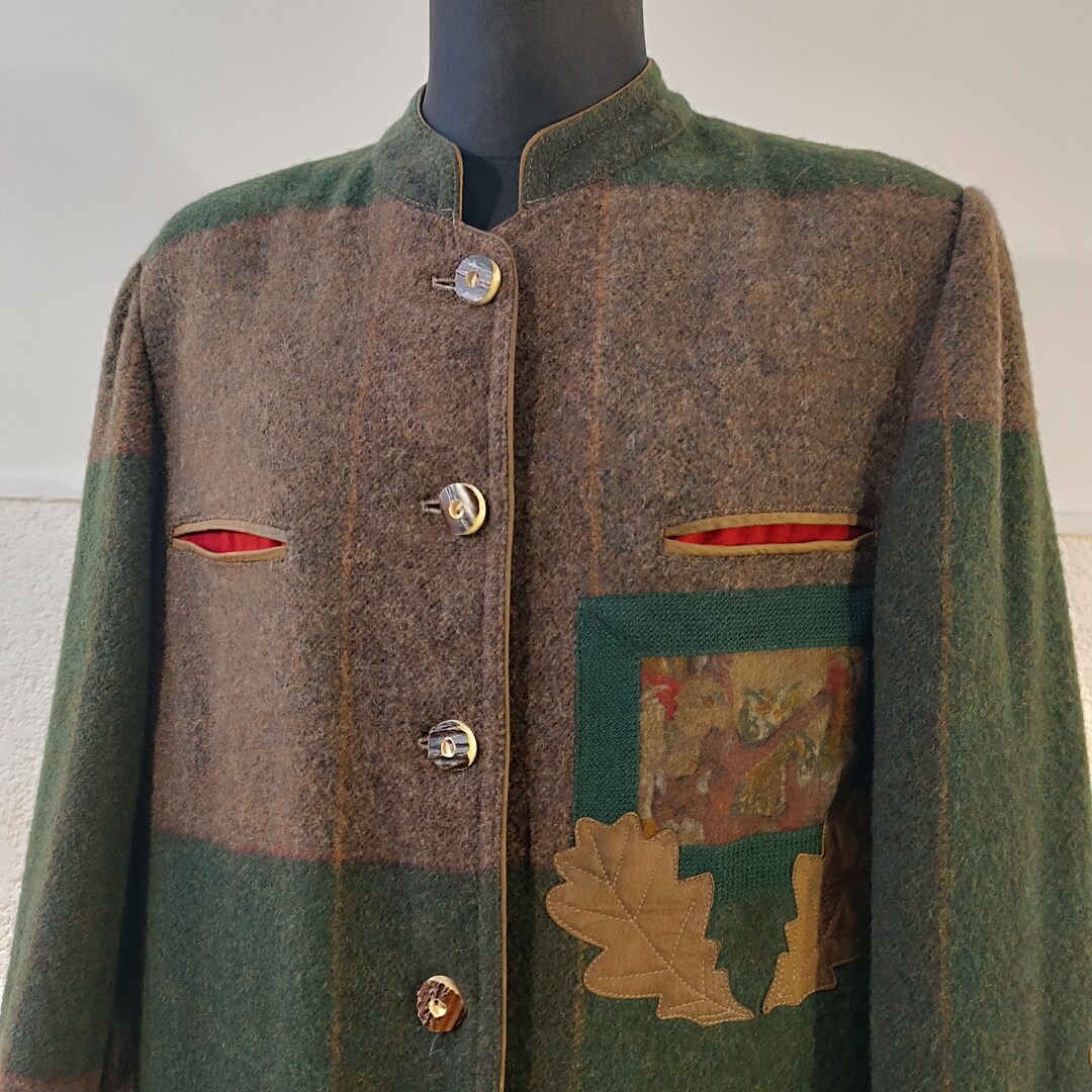 Vintage Boiled Wool Jacket, Wool Long Jacket, Bavarian Jacket, Wool ...