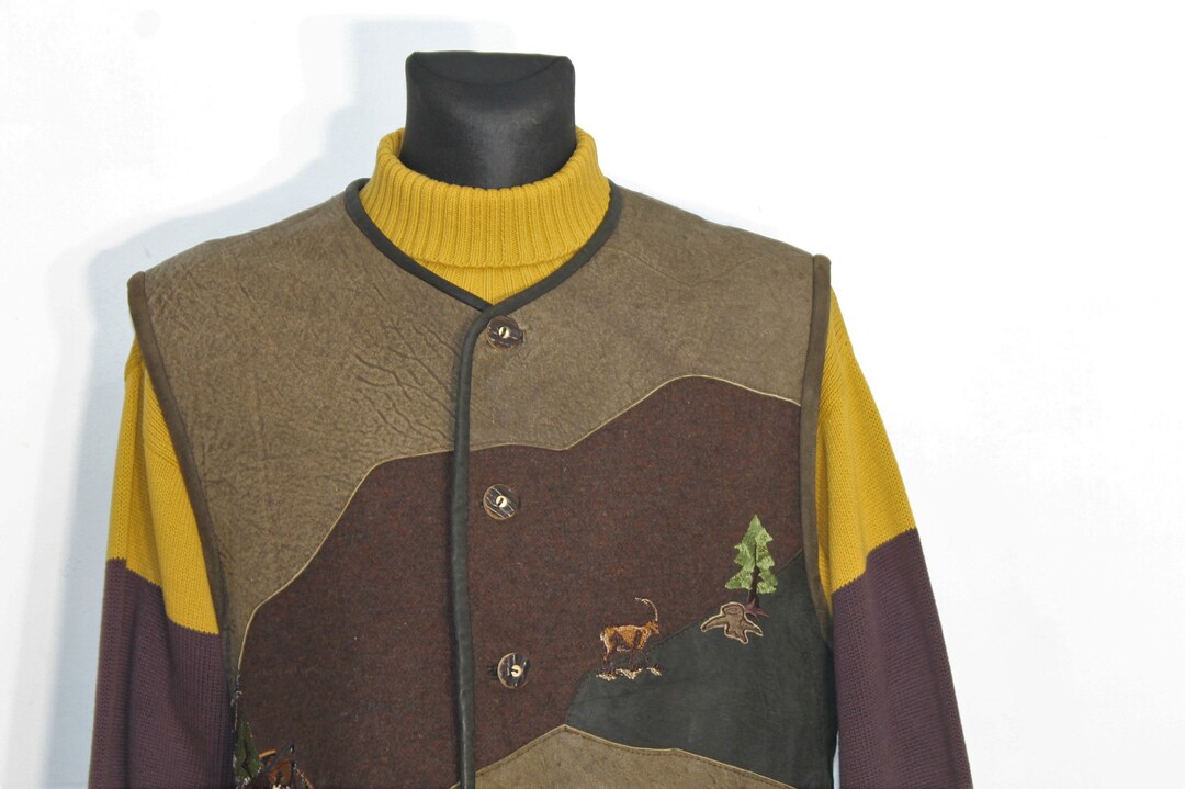 Boiled Wool Vest Men Brown / Sheepskin Vest / Traditional Wool Vest ...