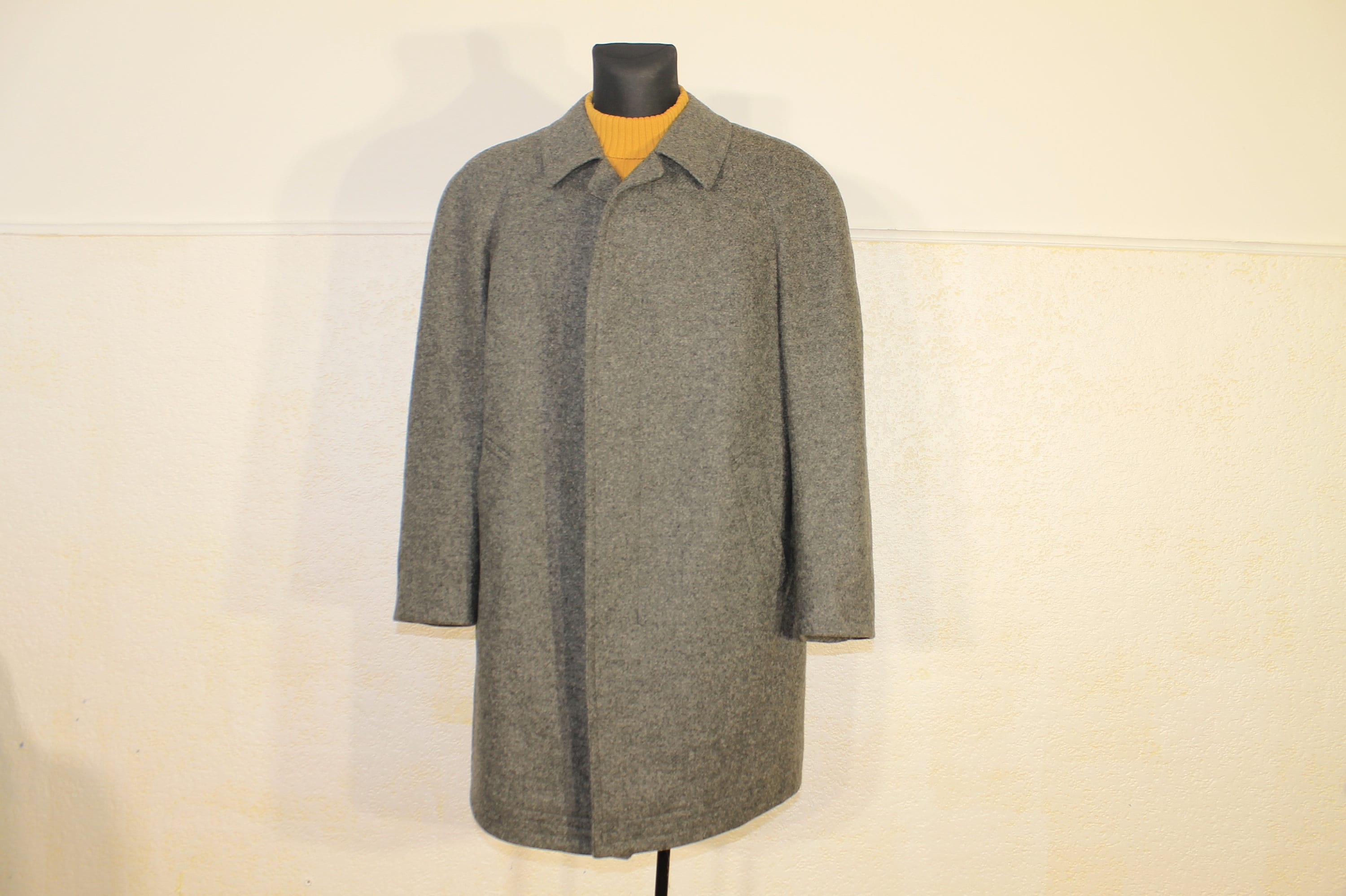 Pure Wool Coat , Greatcoat, Gray Coat, Winter Coat, Warm Coat, 80s ...