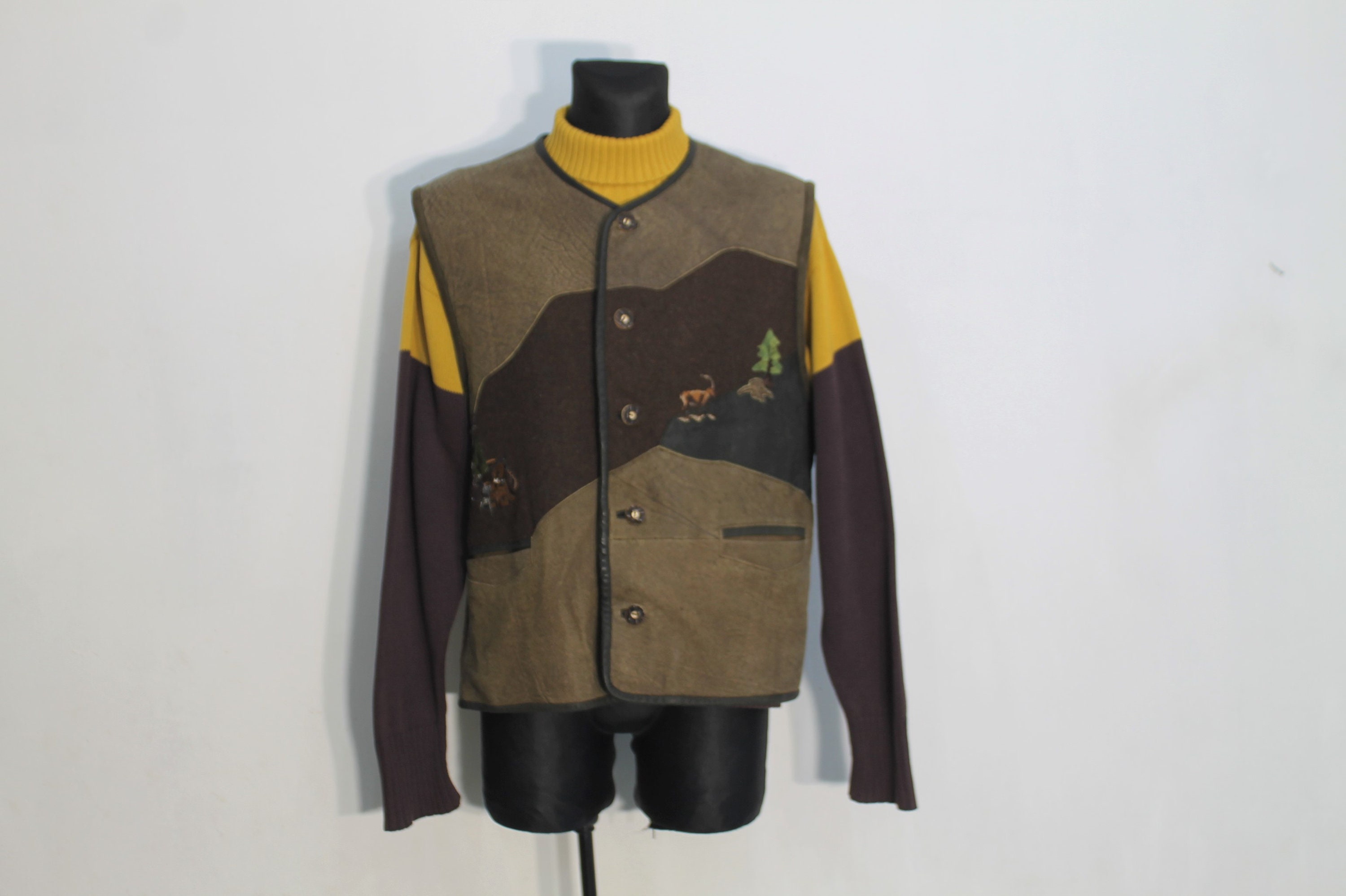 Boiled Wool Vest Men Brown / Sheepskin Vest / Traditional Wool Vest ...