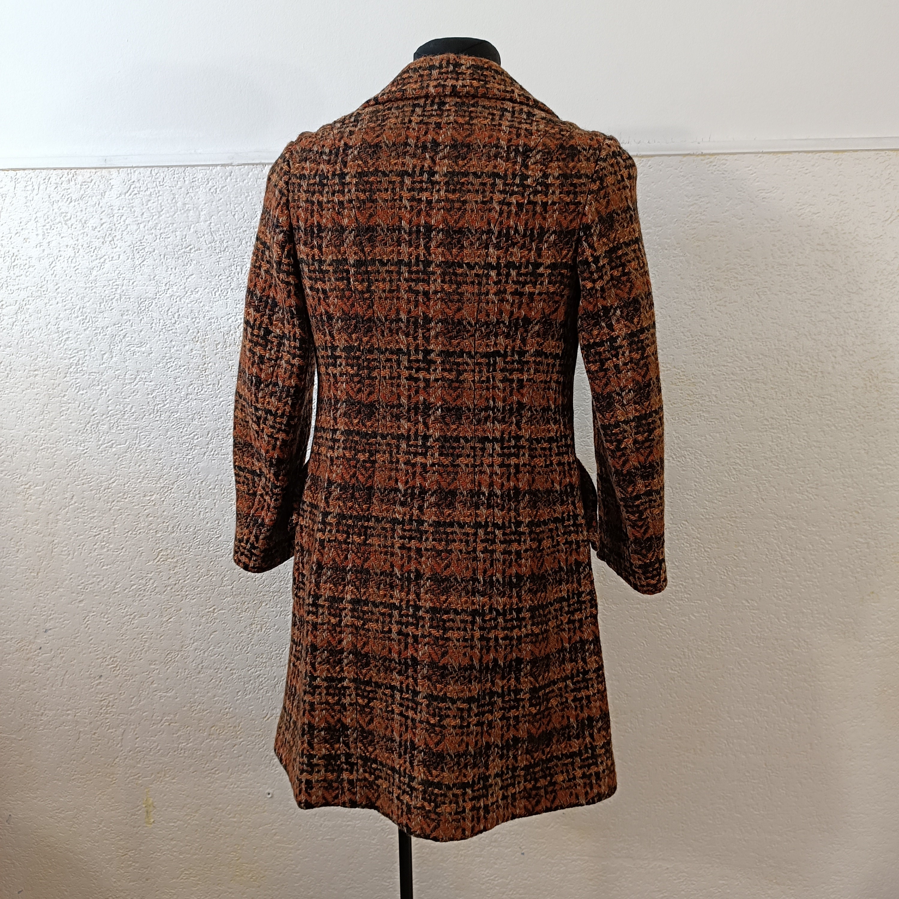 Vintage Tweed Coat Women Wool Trench Coat Brown Wool Coat - Etsy