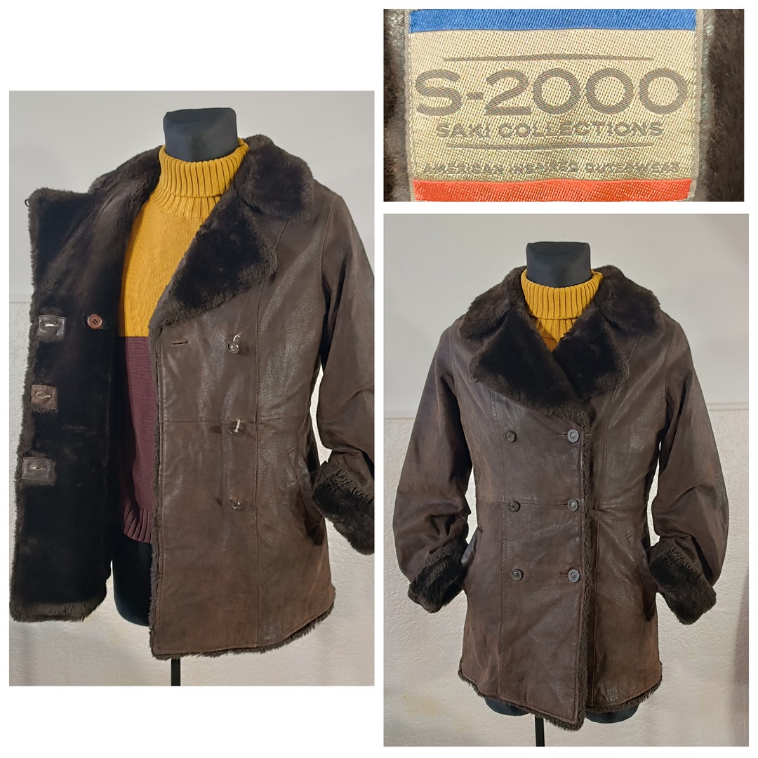 Vintage Leather Trench Coat, Vintage Brown Leather Coat Men, Saki Coat ...