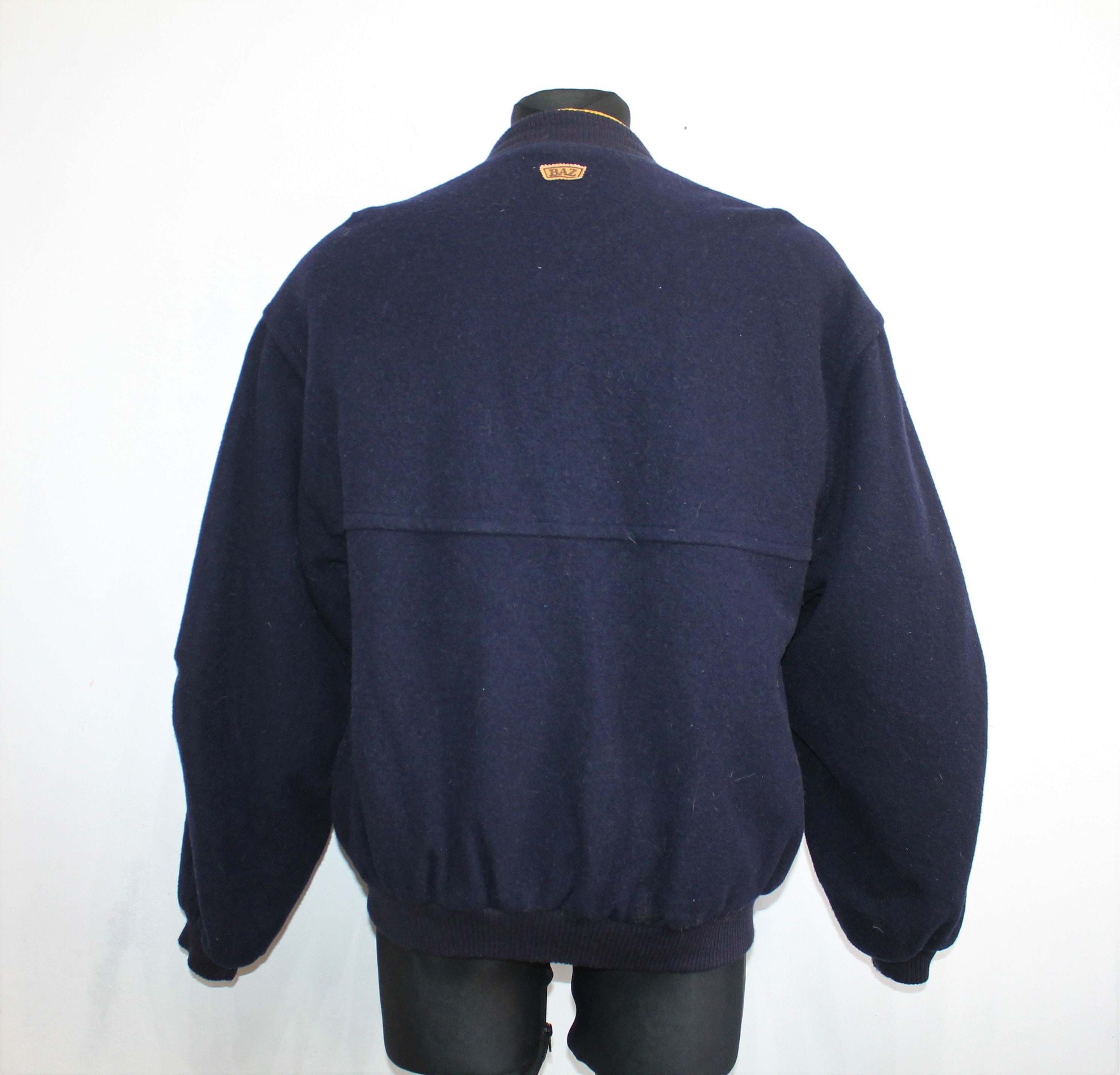 Baz Wool Bomber Jacket PADDED Winter Wool Letterman Jacket - Etsy