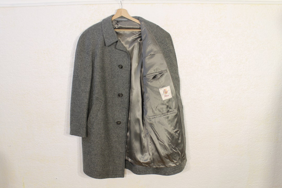 Pure Wool Coat , Greatcoat, Gray Coat, Winter Coat, Warm Coat, 80s ...