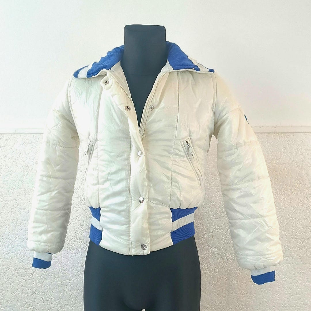 White Padded Jacket, Puffer Jacket, Vintage Ski Jacket, Short Winter ...