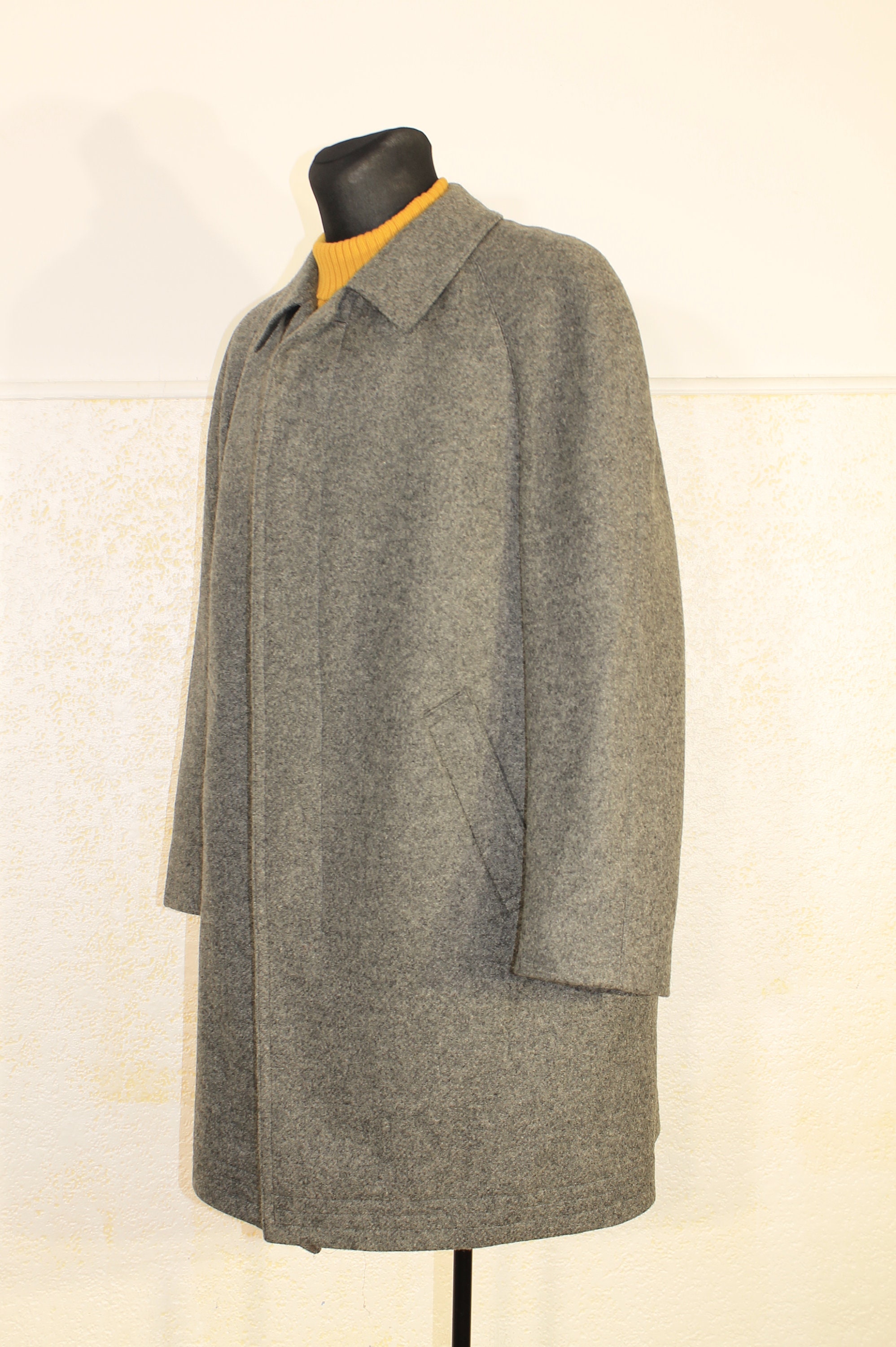 Pure Wool Coat , Greatcoat, Gray Coat, Winter Coat, Warm Coat, 80s ...