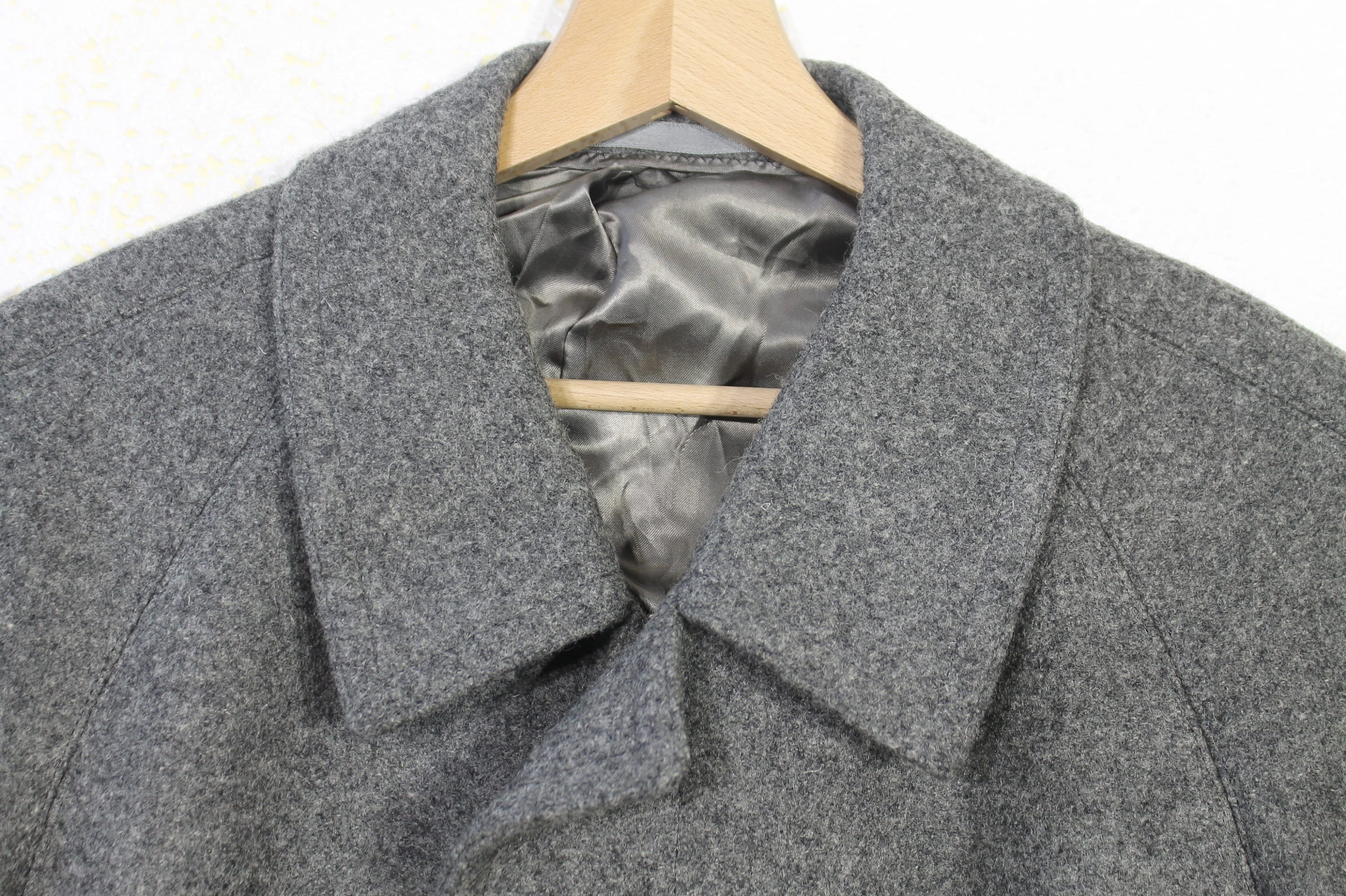 Pure Wool Coat , Greatcoat, Gray Coat, Winter Coat, Warm Coat, 80s ...