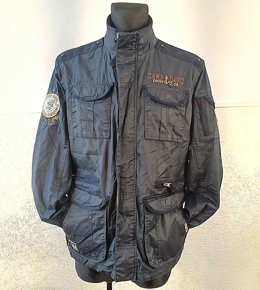 CAMP DAVID Military Jacket Mens Size Large, Navy Jacket, Safari Jacket ...