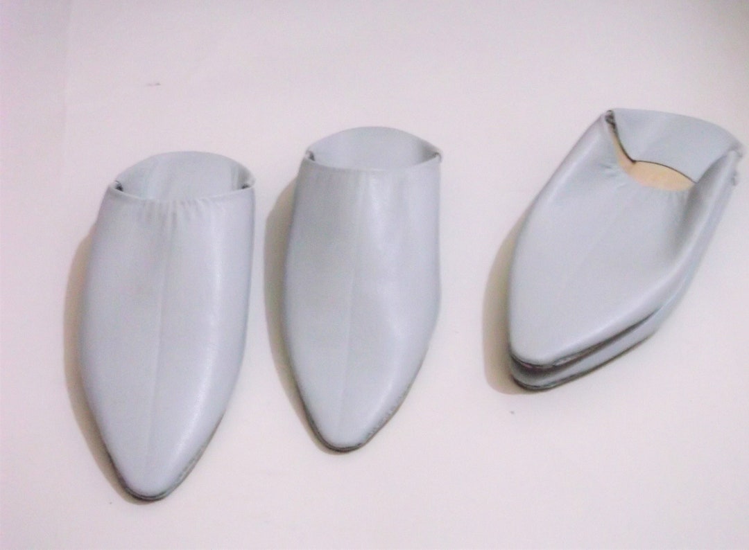 Morrocan Slippers , Babouche Gray , Handmade, Women Slipper ,leather ...