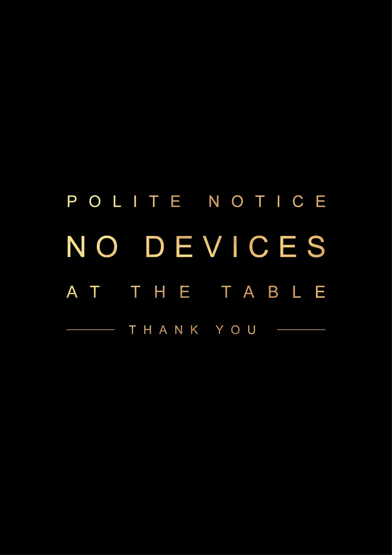 Table Rules Sign, Table Manners Sign, Family Rules Sign, No Devices ...