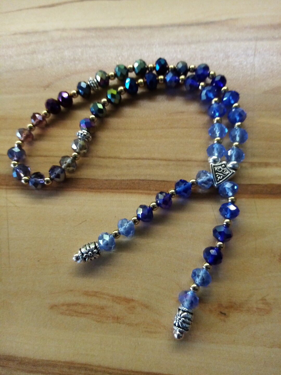 Crystal Glass Tesbih Blue Brilliant Cut Misbaha Prayer Bead 22 Cm Total ...