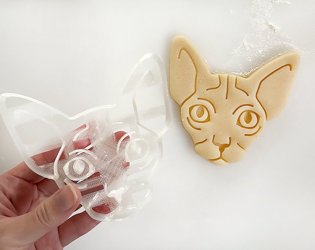 Sphynx Cat Cookie Cutter, Cat Face Cutter, Fondant Cutter With Stamp ...