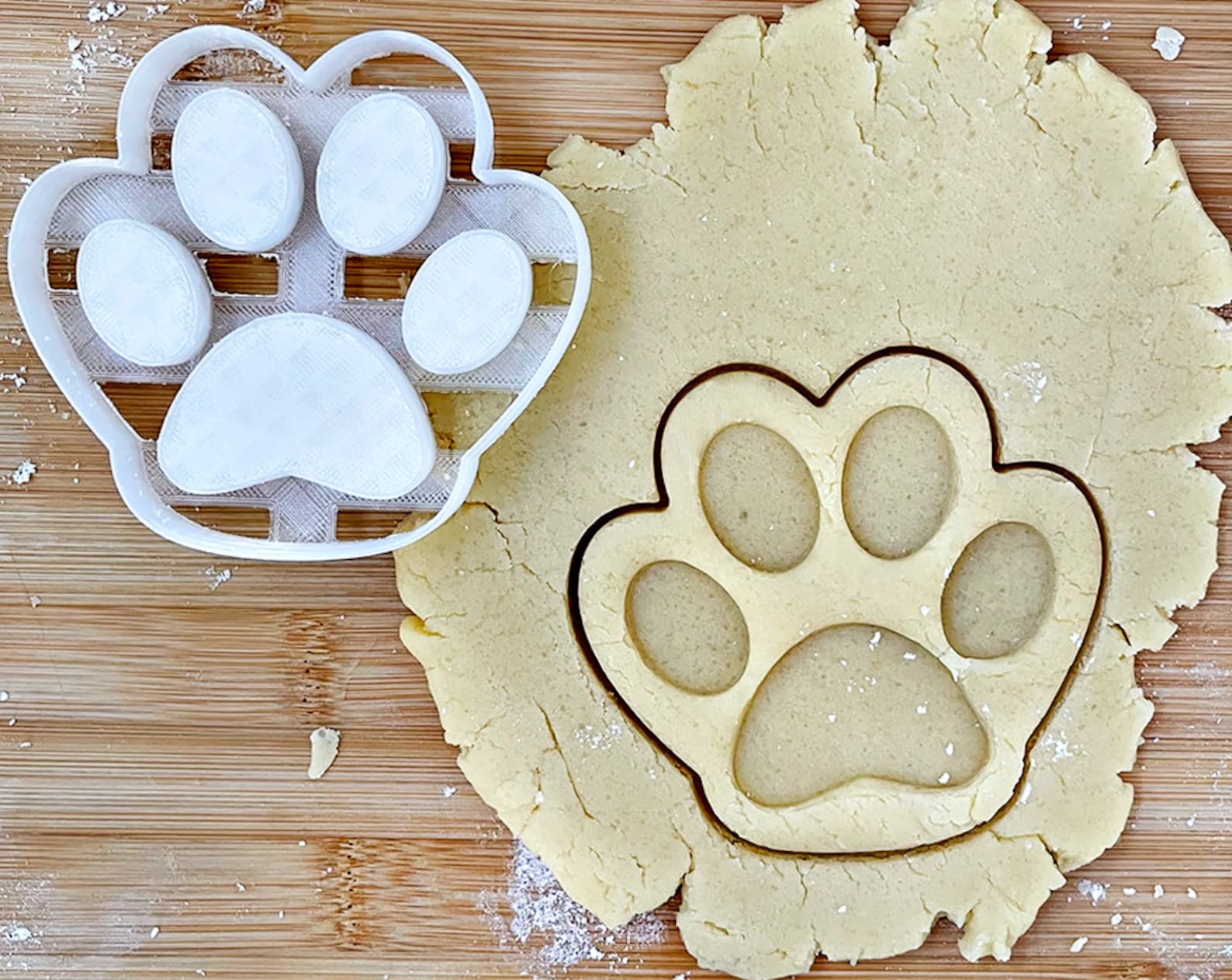 Paw Print Cookie Cutter 2 Cutter With Stamp Fondant - Etsy