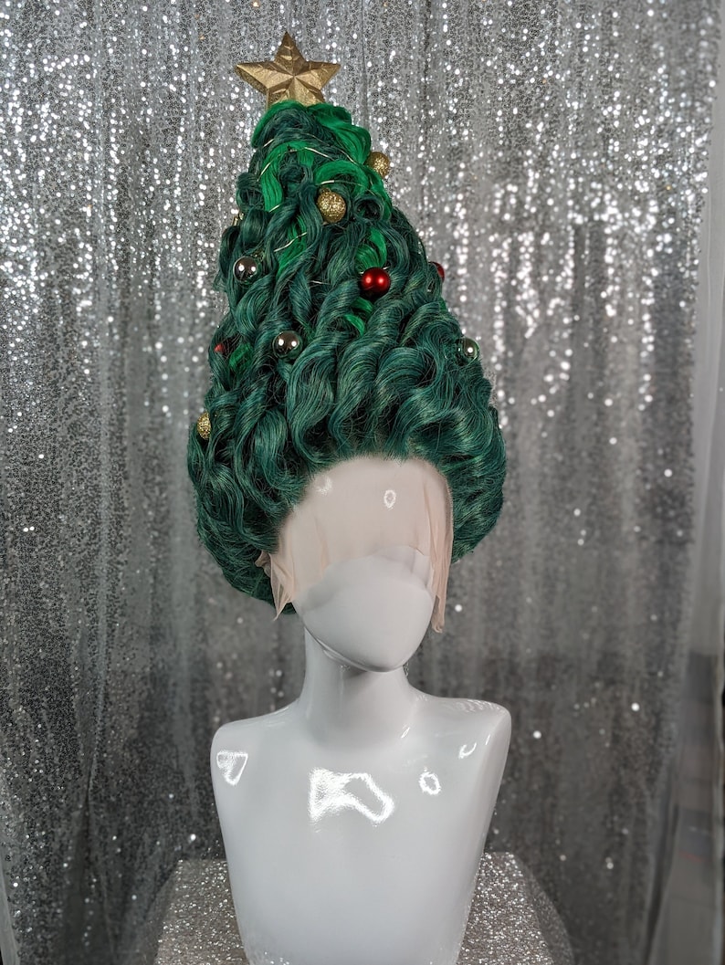 MADE TO ORDER Christmas Tree Wig, Drag Wig, Wig With Lights, Updo Wig ...