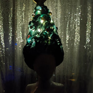 MADE TO ORDER Christmas Tree Wig, Drag Wig, Wig With Lights, Updo Wig ...