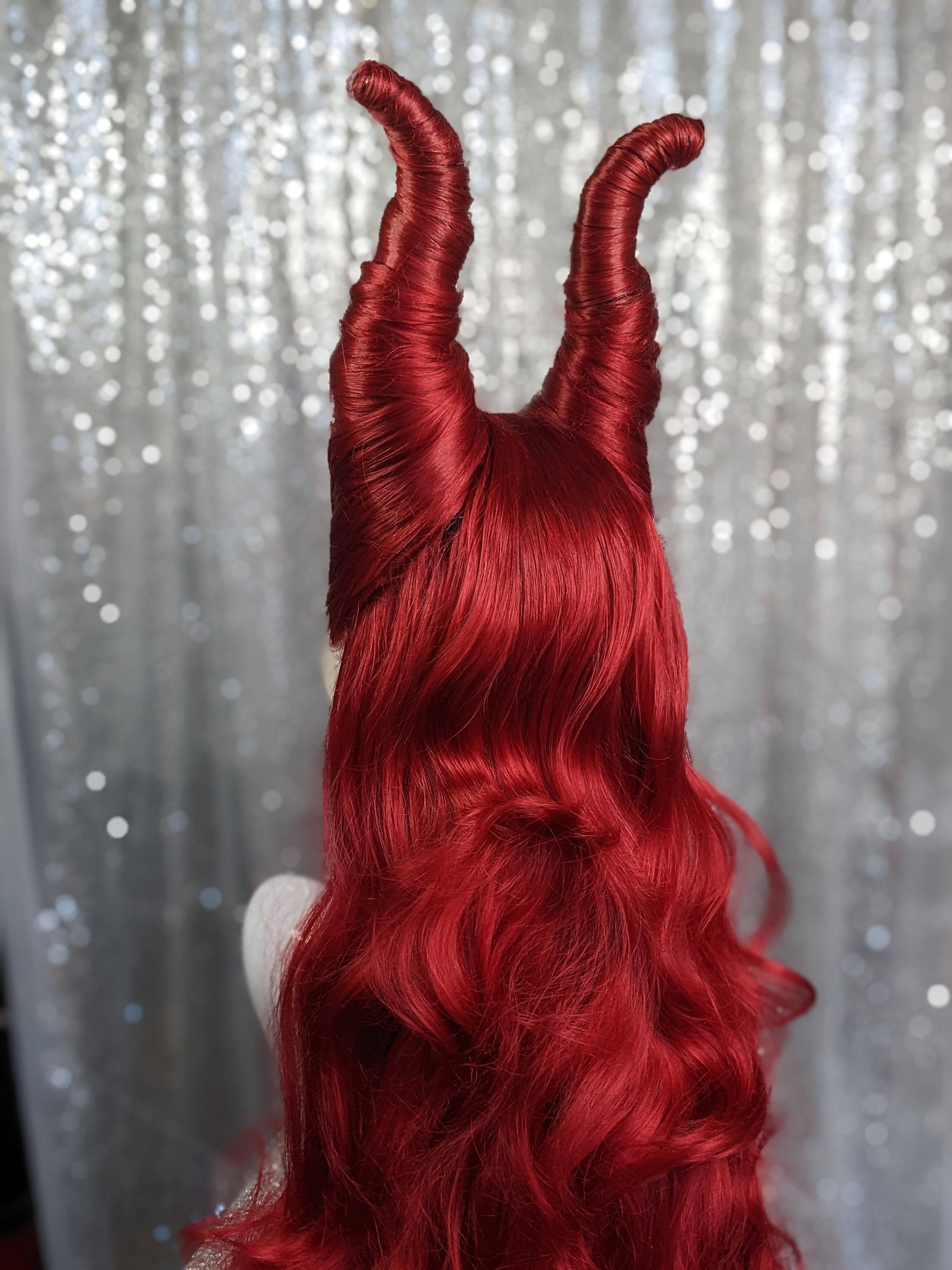 Made To Order Caged Red Devil Wig Horned Wig 666 Wig Satan Etsy Uk