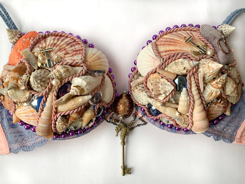 Mermaid Bra oceanlove, Upcycled Couture Fashion, Size 70C/ 75B ...