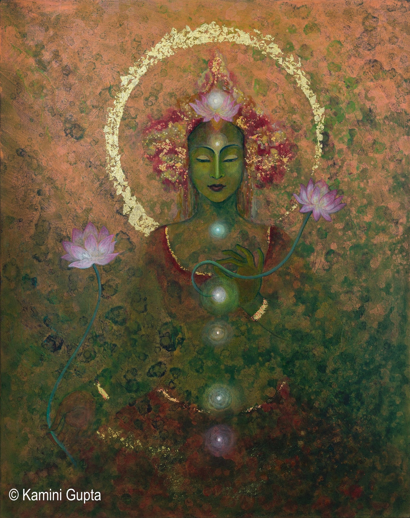 Green Tara With Dutch Gold Leaf Goddess of Healing & - Etsy UK