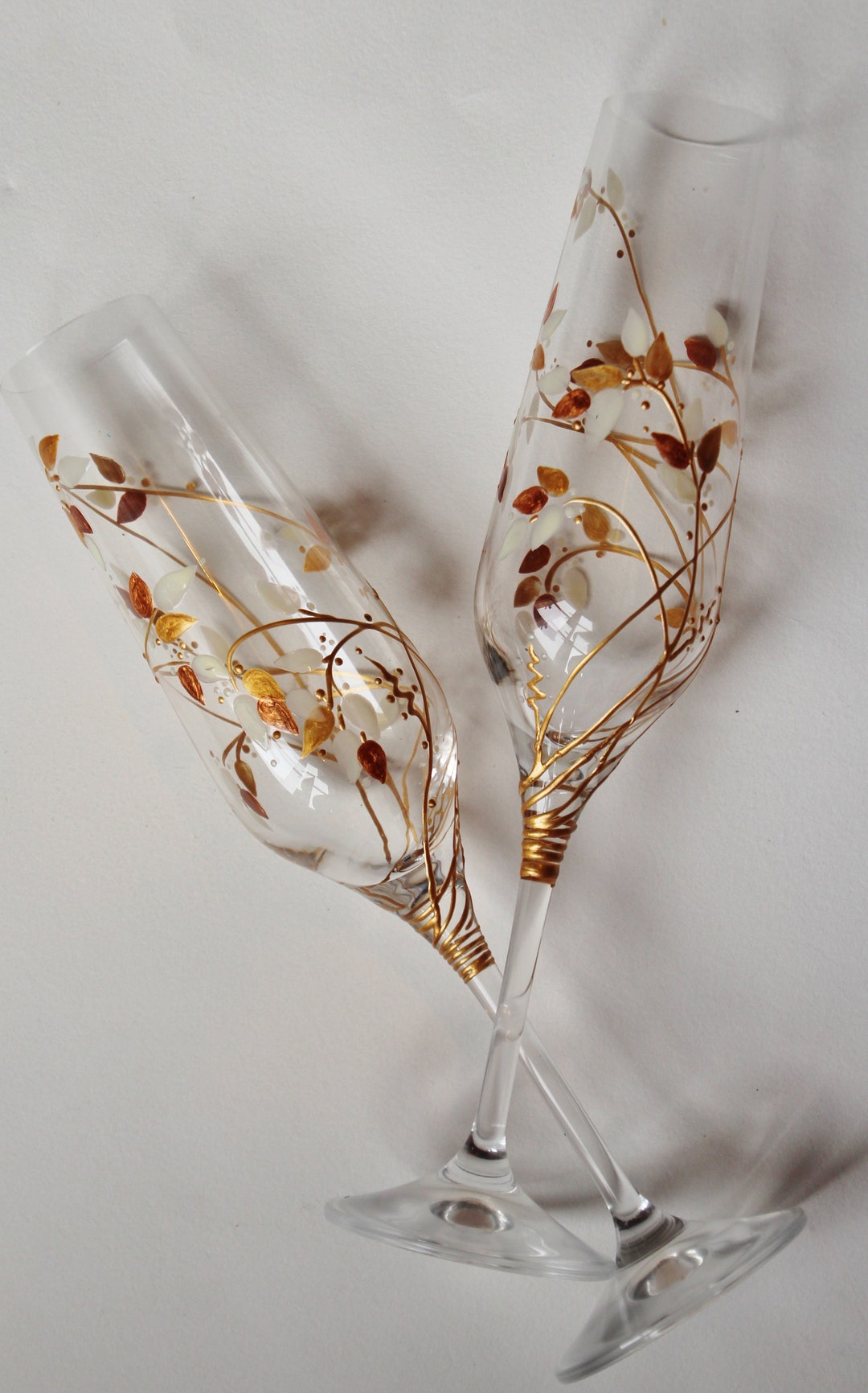 Duo of Stemware, Crystal, Hand Decorated, Pastel Colors Ranging From ...