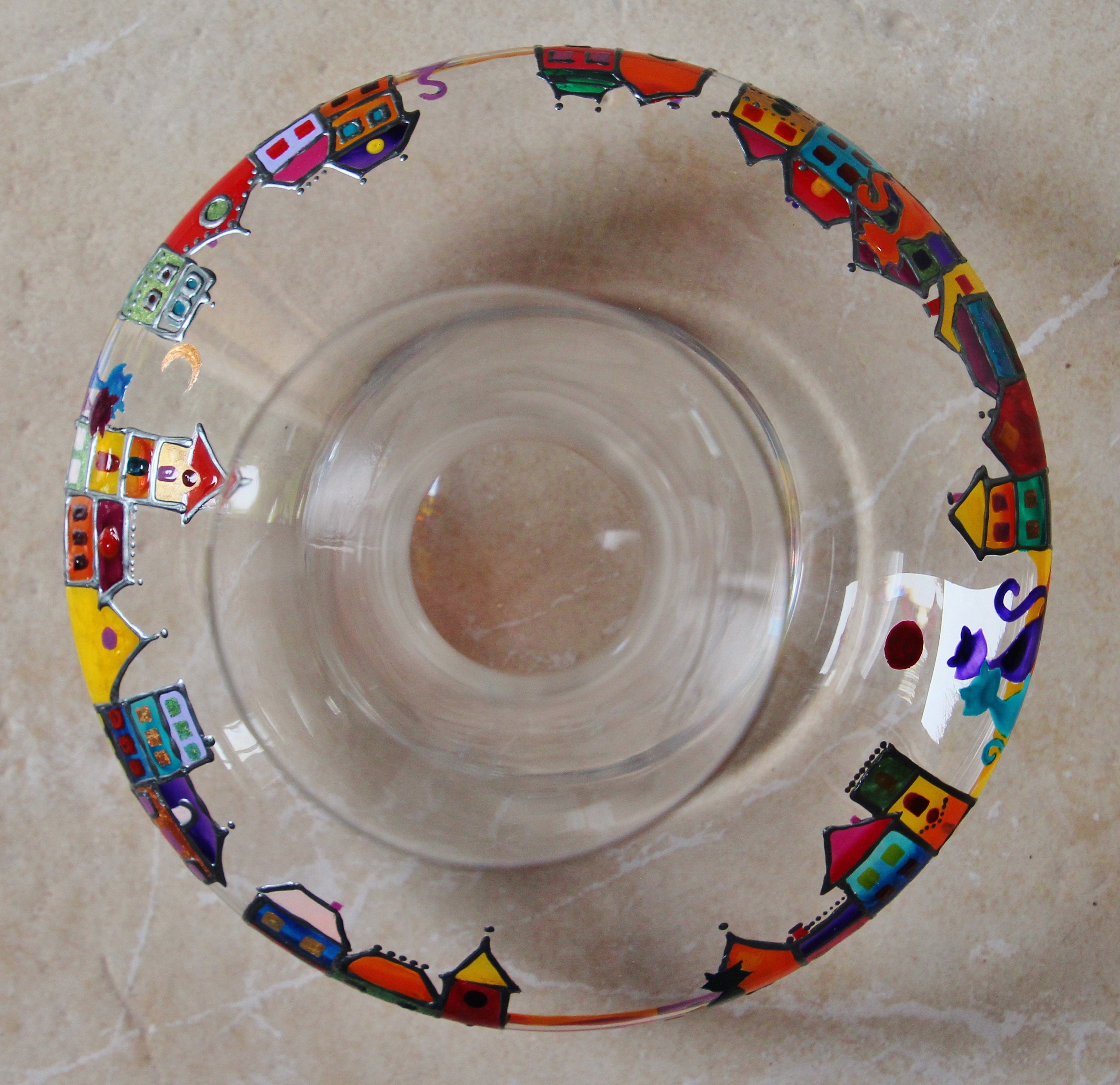 Pretty Glass Carafe Entirely Hand Painted, Very Colorful and Decorated ...
