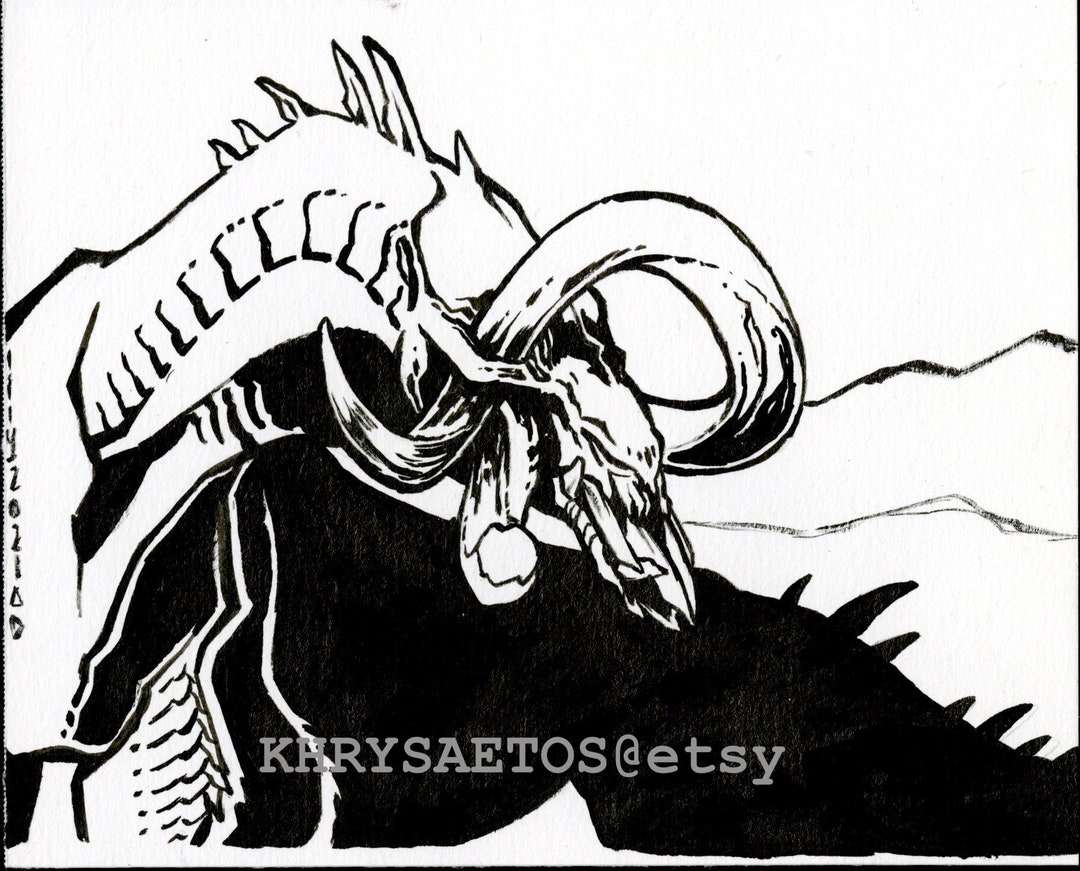 Original Ink Drawing - Mythosaur - Etsy