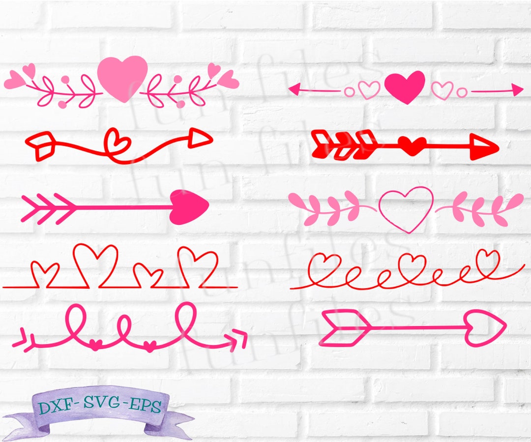 Heart Arrow Dividers SVG Bundle, Valentine Shirt Svg, DXF, Arrow Svg ...