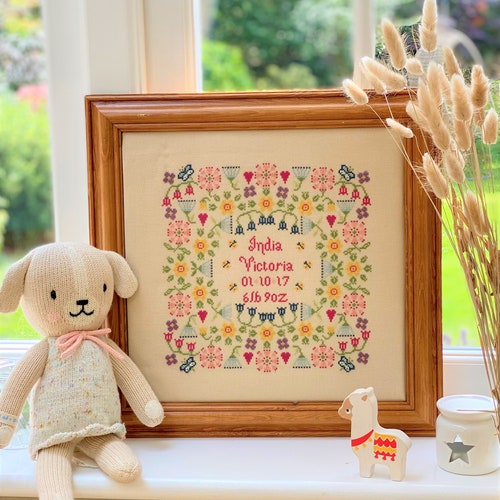 Flower Birth Cross Stitch Kit | Etsy
