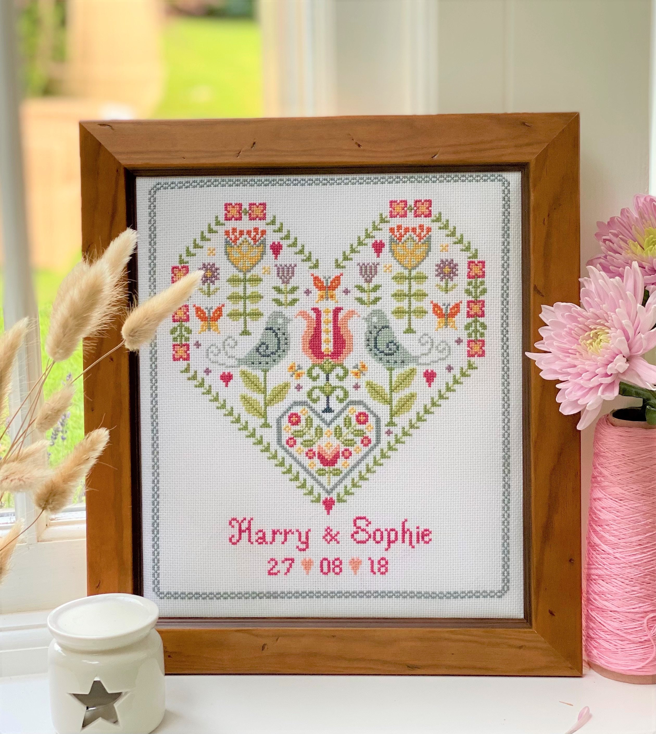 Scandi Heart Wedding Cross Stitch Kit - Etsy