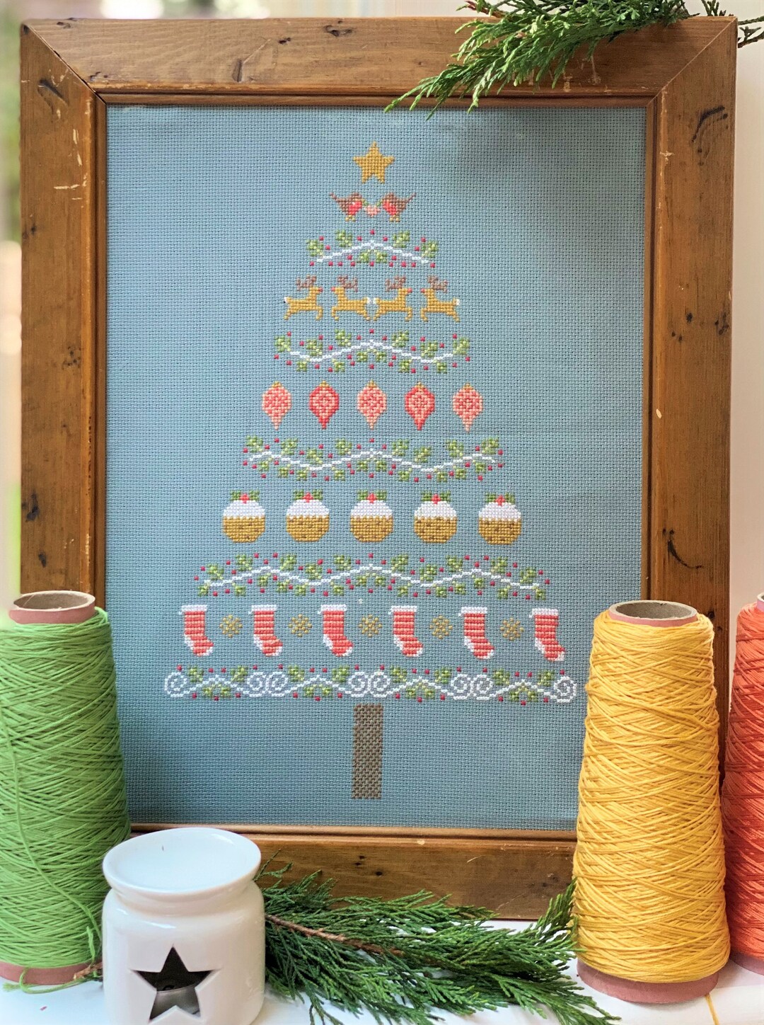 Robin Christmas Tree Cross Stitch Downloadable PDF - Etsy