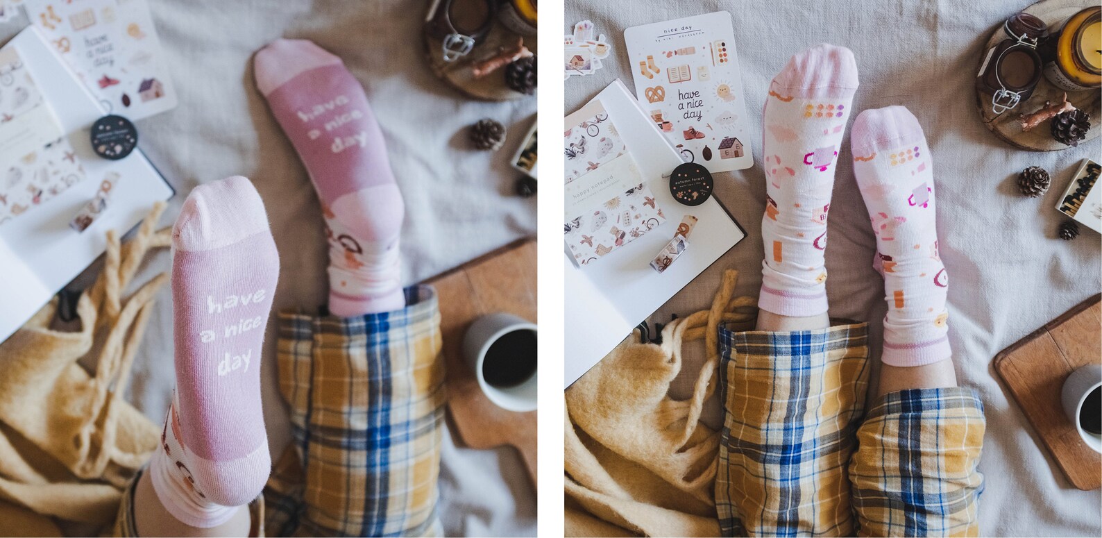 Cozy Day Socks Cute Hygge Socks Self Care Gift Art Creative Socks Fun ...