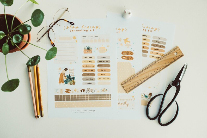 Slow Living Bullet Journal Printable Kit Cute Illustrated - Etsy