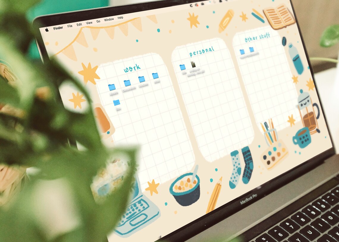 Self Care Desktop Wallpaper Files & Folders Organiser Cute - Etsy