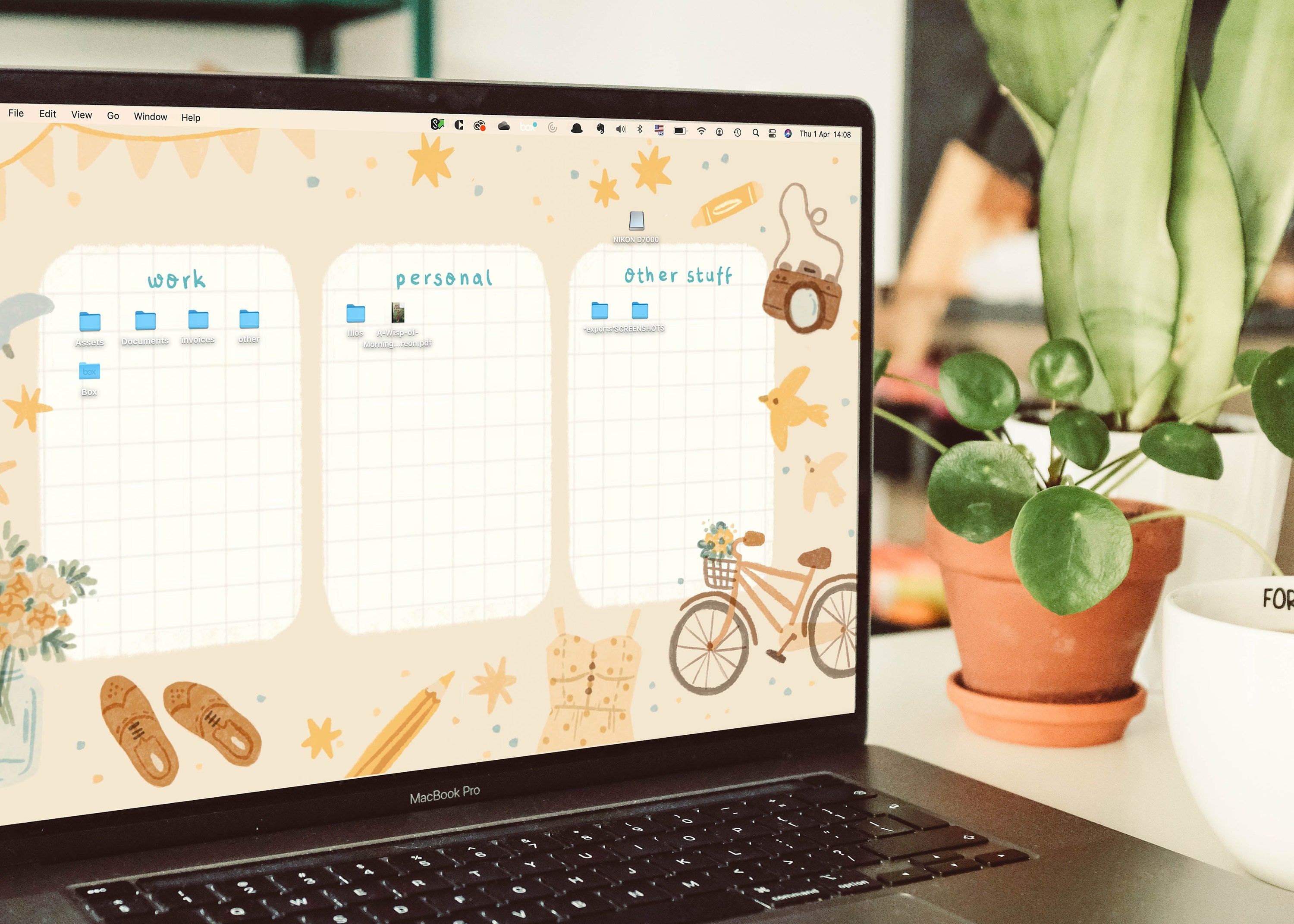 Slow Living Desktop Wallpaper Files & Folders Organiser Cute - Etsy