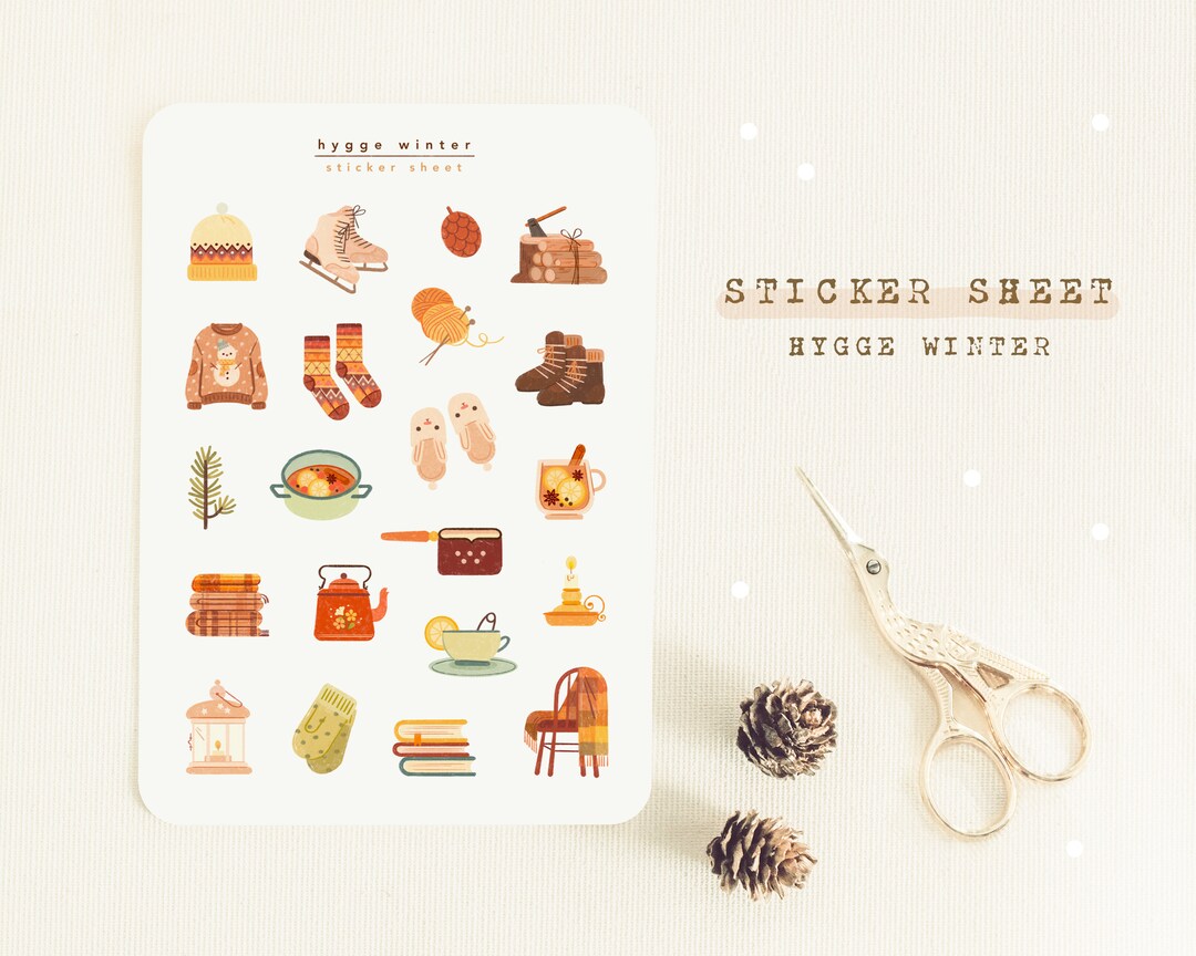 Winter Hygge Sticker Sheet Cozy Cute Winter Holiday Gift - Etsy