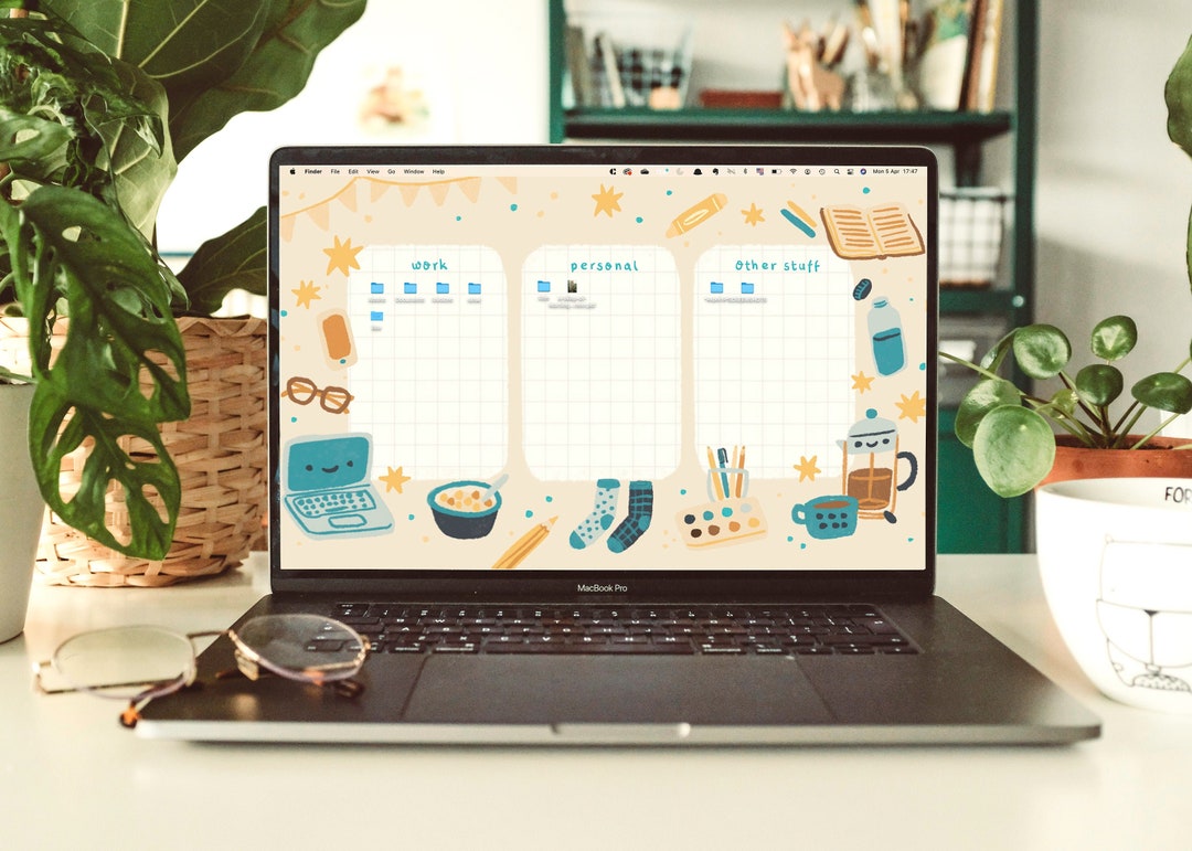Self Care Desktop Wallpaper Files & Folders Organiser Cute - Etsy